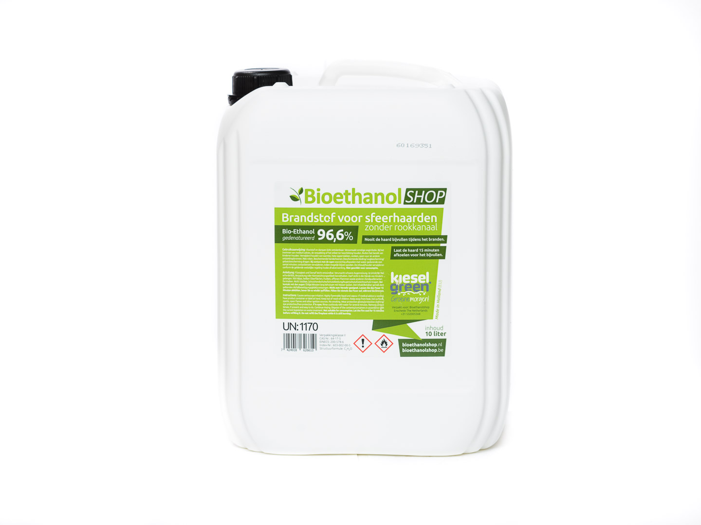 KieselGreen Bio-ethanol 20 Liter bioethanol 96,6% biobrandstof in jerrycan