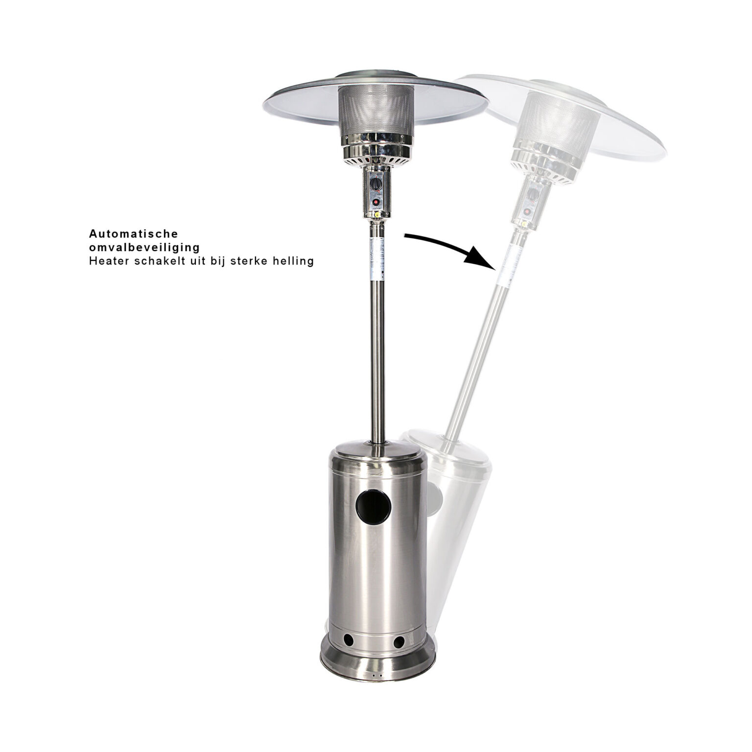 Terrasheater op gas RVS patioheater met GRATIS hoes 13kW 220cm